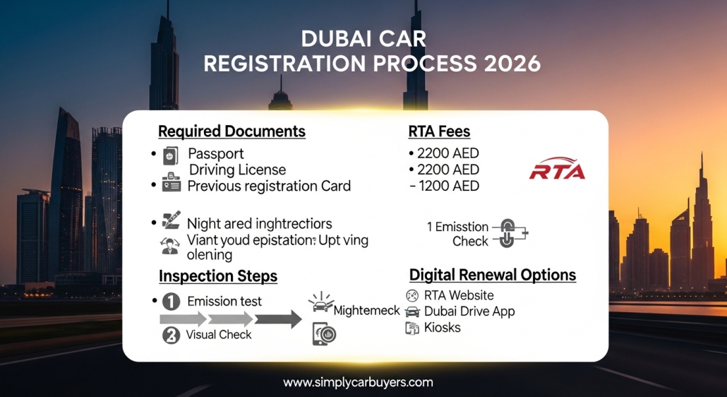 Dubai Car Registration Process 2026: Steps & Fees - SimplyCarBuyers